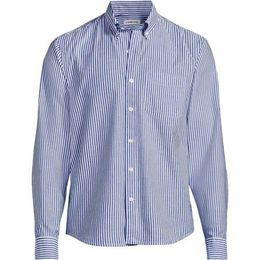 LANDS' END Gemustertes Popeline-Hemd mit langen &Auml;rmeln f&uuml;r Herren, Herren, size: regular, Blau, Baumwolle, by Lands' End