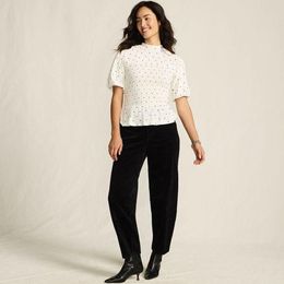 LANDS' END Silk Knit Smok-Shirt mit kurzen &Auml;rmeln f&uuml;r Damen, Damen, size: regular, Elfenbein, Polyester-Mischung, by Lands' End