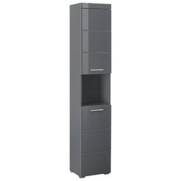 Welltime Hochschrank &raquo;Avena&laquo; Badschrank mit 2 T&uuml;ren & 1 Fach - (B/T/H) 37/31/190 cm graumatt, B/H/T: 37cm x 190cm x 31cm, T&uuml;ren: 2 Stk.