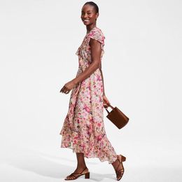 LANDS' END Maxi-Wickelkleid aus Chiffon f&uuml;r Damen, Damen, size: regular, Elfenbein, Polyester, by Lands' End