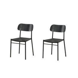 Esszimmerstuhl () Polsterstuhl, Stoffbezug, schwarze Stahlbeine, schlank, minimalistisch schwarz Polyester, Sperrholz, Stahl B/H/T: 45cm x 80cm