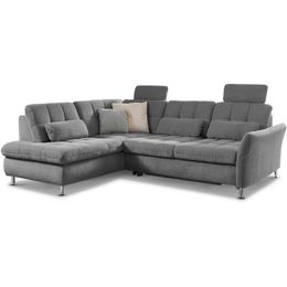 Die PlanBar Ecksofa &raquo;MP-IN20016 L-Form mit Kaltschaum-Polsterung&laquo; optional Kopfst&uuml;tzen & Schlaffunktion, mit Kaltschaum-Polsterung grau 100% Polyester
