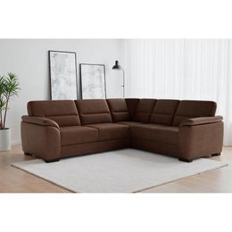 Sit & More sit&more Ecksofa &raquo;Montego L-Form, B: 256 cm, gro&szlig;e Stoffauswahl, Komfortsitzh&ouml;he 46 cm&laquo; optional Schlaffunktion und Schubkasten mit Stauraum braun 100