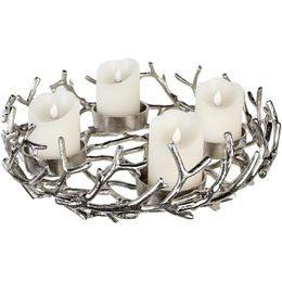 Gilde Kerzenhalter &raquo;Adventsleuchter rund Twigs silberfarben&laquo; Adventsleuchter Kerzenhalter &Auml;ste Zweige Advent festlich Kranz silber Aluminium B/H/T: 