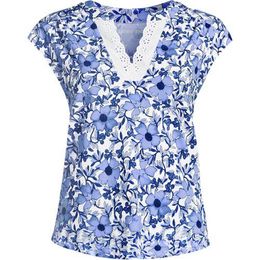 LANDS' END Baumwolle/Modal-Shirt mit Lochstickerei f&uuml;r Damen, Damen, size: regular, Blau, Elasthan/Baumwoll-Mischung/Baumwolle Modal, by Lands' End