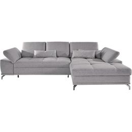 OTTO home Ecksofa &raquo;Costello L-Form, B: 301cm, Sitztiefen & Armteilverstellung, Federkern&laquo; 3 Nierenkissen, optional Schlaffunktion & Bettkasten grau 