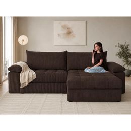 OTTO home Ecksofa &raquo;Soft&Cosy Pik XXL, L-Form, B: 303 cm, Mega Sofa in Cord&laquo; Lounge-Komfort mit edler Sitzsteppung, Federkern grau 100% Polyester B/H/T