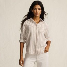 LANDS' END Leinenmix-Hemdbluse f&uuml;r Damen, Damen, size: regular, Pink, Baumwolle/Leinen/Baumwoll-Mischung, by Lands' End