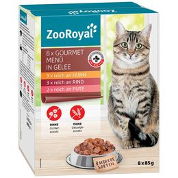 ZooRoyal Gourmet Men&uuml; in Gelee Katzen-Nassfutter ohne Getreide, Zucker und Farbstoffen 8x85g