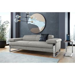 W.Schillig 2-Sitzer &raquo;finn&laquo; German Design Award 2016, Fu&szlig;gestell Chrom gl&auml;nzend, Breite 210 cm grau Flachgewebe S22 (100% Polyester);Stoff S37 (100% 