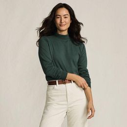 LANDS' END Baumwoll-Stehkragenshirt, Damen, size: regular, Gr&uuml;n, Baumwolle, by Lands' End