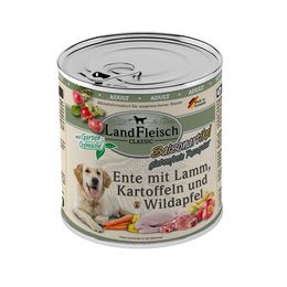 Landfleisch Pur Dog Classic Ente mit Lamm & Wildapfel Hunde-Nassfutter ohne Gluten, Zucker, GVO und Sojaprodukten 6x800g