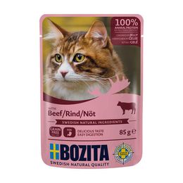 Bozita H&auml;ppchen in Gelee mit Rind Katzen-Nassfutter getreidefrei 12x85g