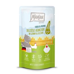 MjAMjAM Quetschie Chicks & Friends H&uuml;hnchen an Zucchini Katzen-Nassfutter getreidefrei 12x125g