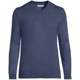 LANDS' END CashTouch Feinstrick-Pullover f&uuml;r Herren, Herren, size: regular, Blau, Polyester, by Lands' End