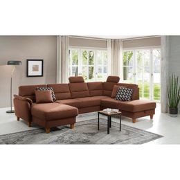 Home Affaire Wohnlandschaft &raquo;Palmera U-Form, B: 308 cm, gro&szlig;e Stoff + Leder Auswahl&laquo; mit Schlaffunktion & Bettkasten, Federkern, XXL-Wohnlandschaft 