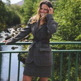 LANDS' END Harris Tweed Rock, Damen, size: regular, Braun, Wolle, by Lands' End