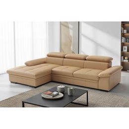 Sit & More sit&more Ecksofa &raquo;Viola, Leder, L-Form, B: 260 cm, mit Armteil- und Kopfteilvertsellung&laquo; optional mit Schlaffunktion beige B/H/T: 260cm x 73cm x 174cm