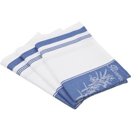 Ross Geschirrtuch &raquo;Exclusiv&laquo; Mittelstreifen mit Kr&auml;utern, 50x70 cm blau 50% Baumwolle, 50% Leinen 3 Stk., 50 % Baumwolle 50 % Leinen
