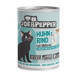 Joe & Pepper Cat Huhn & Rind mit M&ouml;hren Katzen-Nassfutter getreidefrei 6x400g