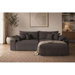 OTTO home Ecksofa &raquo;Amici L-Form, B: 302 cm, Mega-Sofa in Boucle und Cord&laquo; Couch mit Federkern & 6 Zierkissen, frei stellbar 100% Polyester B/H/T: 