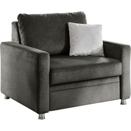 Die PlanBar Schlafsofa &raquo;MP-PD19021&laquo; mit L&auml;ngsschl&auml;ferfunktion 80x210 cm grau 100% Polyester B/H/T: 106cm x 90cm x 100cm, Velours