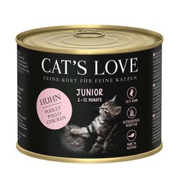 Cat's Love Junior Huhn Pur mit Algenkalk und Distel&ouml;l Katzen-Nassfutter getreidefrei 6x200g