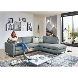 Die PlanBar Ecksofa &raquo;MP-IN19027 L-Form&laquo; wahlweise mit Schlaffunktion, mit Kaltschaum blau 100% Polyester B/H/T: 261cm x 82cm x 220cm, Microfaser, 