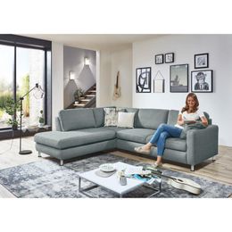 Die PlanBar Ecksofa &raquo;MP-IN19027 L-Form&laquo; wahlweise mit Schlaffunktion, mit Kaltschaum blau 100% Polyester B/H/T: 261cm x 82cm x 220cm, Microfaser, 