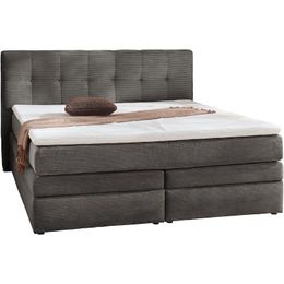 Jockenh&ouml;fer Boxspringbett &raquo;Amy&laquo; mit 6 cm Kaltschaum-Topper, Cord-Bezug, 180x200 und 200x200 cm grau Bezug Bett: Cordstoff (100% Polyester);Topper und 