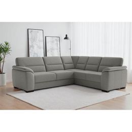 Sit & More sit&more Ecksofa &raquo;Montego L-Form, B: 256 cm, gro&szlig;e Stoffauswahl, Komfortsitzh&ouml;he 46 cm&laquo; optional Schlaffunktion und Schubkasten mit Stauraum grau 100%