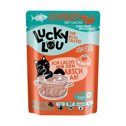 Lucky Lou Extra Food Thunfisch & Lachs in Broth Katzen-Nassfutter getreidefrei 12x70g