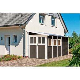 Karibu Gartenhaus &raquo;Wurmberg 5&laquo; terragrau oder naturbelassen grau Holzwerkstoff ohne Fu&szlig;boden