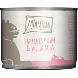 MjAMjAM saftiges Huhn&Wildlachs Katzen-Nassfutter getreidefrei 6x200g