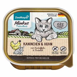 ZooRoyal Minkas Naturkost Kaninchen und Huhn mit Kartoffeln Katzen-Nassfutter ohne Zuckerzusatz 16x100g
