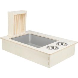 Trixie Futterstation mit N&auml;pfen und Heuraufe Holz