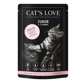 Cat's Love Nassfutter Junior Huhn mit Algenkalk und Distel&ouml;l 12x85g