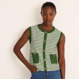 LANDS' END Feinstrick-Top mit Metallkn&ouml;pfen f&uuml;r Damen, Damen, size: regular, Gr&uuml;n, Polyester/Viskose/Polyester-Mischung, by Lands' End