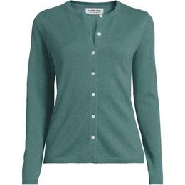 LANDS' END Kaschmir-Cardigan mit rundem Ausschnitt in Plus-Gr&ouml;&szlig;e, Damen, size: plus, Gr&uuml;n, Kaschmir, by Lands' End