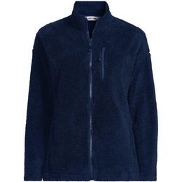 LANDS' END Pl&uuml;schfleece-Jacke f&uuml;r Damen in Petite-Gr&ouml;&szlig;e, Damen, size: petite, Blau, Polyester, by Lands' End