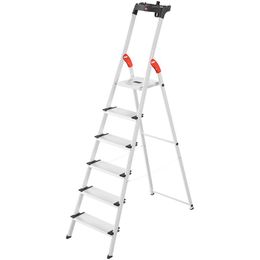 Hailo Stehleiter &raquo;L80 ComfortLine&laquo; Alu-Sicherheits-Stehleiter 6 Stufen grau Aluminium B/H/L: 50cm x 208cm x 14cm