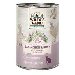 WILDES LAND Kaninchen und Huhn mit Cranberries Katzen-Nassfutter getreidefrei 6x400 g