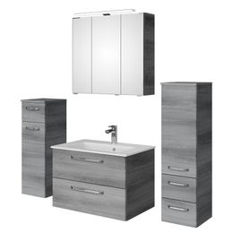 Badm&ouml;bel-Set &raquo;Badm&ouml;bel-Set Trentino 4-tlg Mineralmarmorwaschtisch,LED-Spiegelschrank&laquo; 5 Stk. tlg. grau Einheitsgr&ouml;&szlig;e