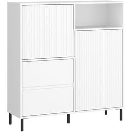 Home Affaire Highboard &raquo;viel Stauraum, Soft Close, 2 T&uuml;ren und 2 Schubkasten&laquo; mit Metallf&uuml;&szlig;en, H&ouml;he 105 cm, grifflos, Fronten geriffelt Holzwerkstoff,