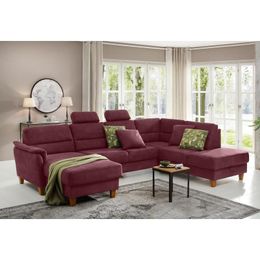 Home Affaire Wohnlandschaft &raquo;Palmera U-Form, B: 308 cm, gro&szlig;e Stoff + Leder Auswahl&laquo; mit Schlaffunktion & Bettkasten, Federkern, XXL-Wohnlandschaft 