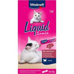 Vitakraft LiquidSnack Leberwurst+Biotin Katzensnacks zuckerfrei 6 Stk