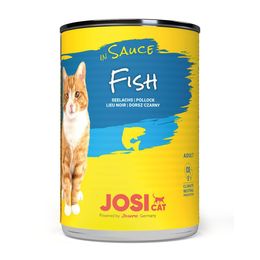 JosiCat Fish in Sauce Katzen-Nassfutter ohne Soja, Milchprodukte, Farb- und Aromastoffe sowie Konservierungsmittel 12x415g
