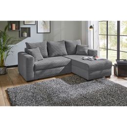 Jockenh&ouml;fer Ecksofa &raquo;Elmau, Gr&ouml;&szlig;e Ottomane: L, B:235cm&laquo; mit Schlaffunktion, Bettkasten & 2 Zierkissen grau Korpus: 100% Polyester;Kissen: 100% Polyester B/H/T: 