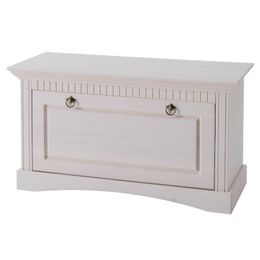 OTTO home Schuhtruhe &raquo;Rustic, Schuhbank, Dielenm&ouml;bel, Landhausstil&laquo; aus massiver Kiefer, Sitzh&ouml;he 49 cm, mit Kassettenoptik wei&szlig; Massivholz B/H/T: 