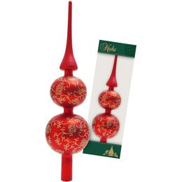 Christbaumspitze &raquo;Rankendekor matt rot 33cm&laquo; Dekoriert mit Liebe zum Detail rot Glas Einheitsgr&ouml;&szlig;e